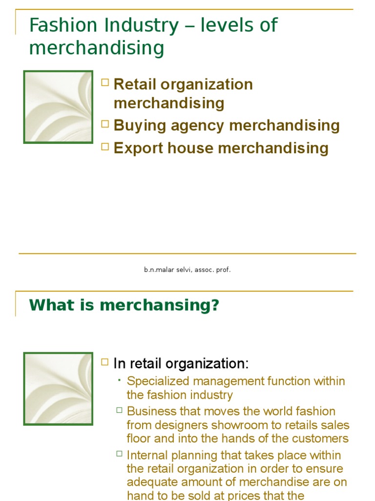 Fashion Industry - Levels of Merchandising | PDF | Retail | Gross Margin