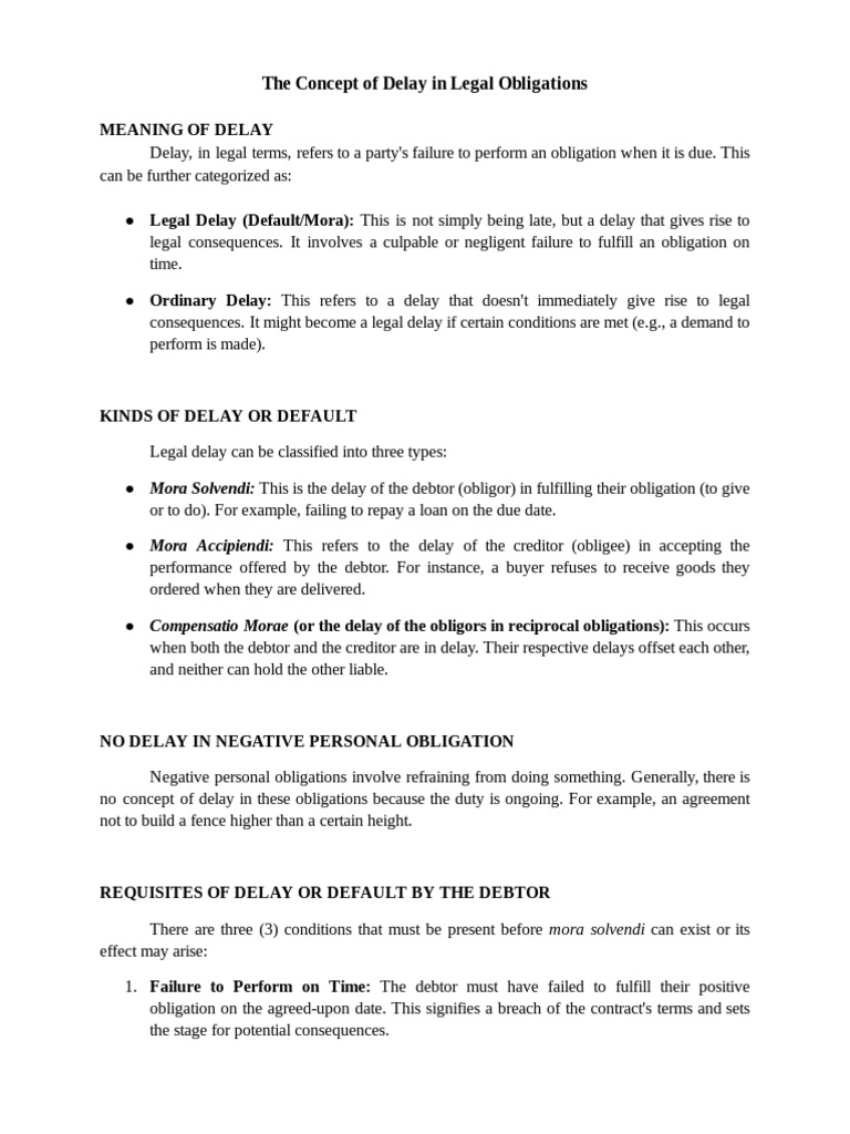 Understanding Delay in Legal Obligations | PDF | Breach Of Contract ...