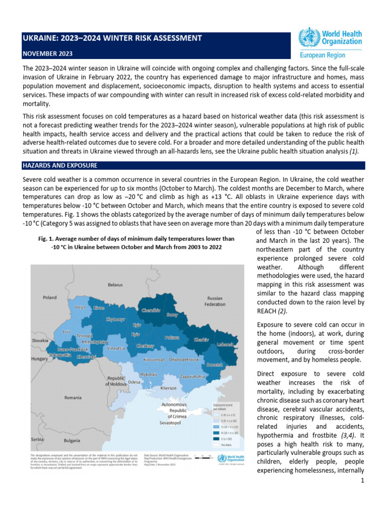 Risk Assessment Winter in Ukraine Fin | PDF | Hypothermia | Chronic ...
