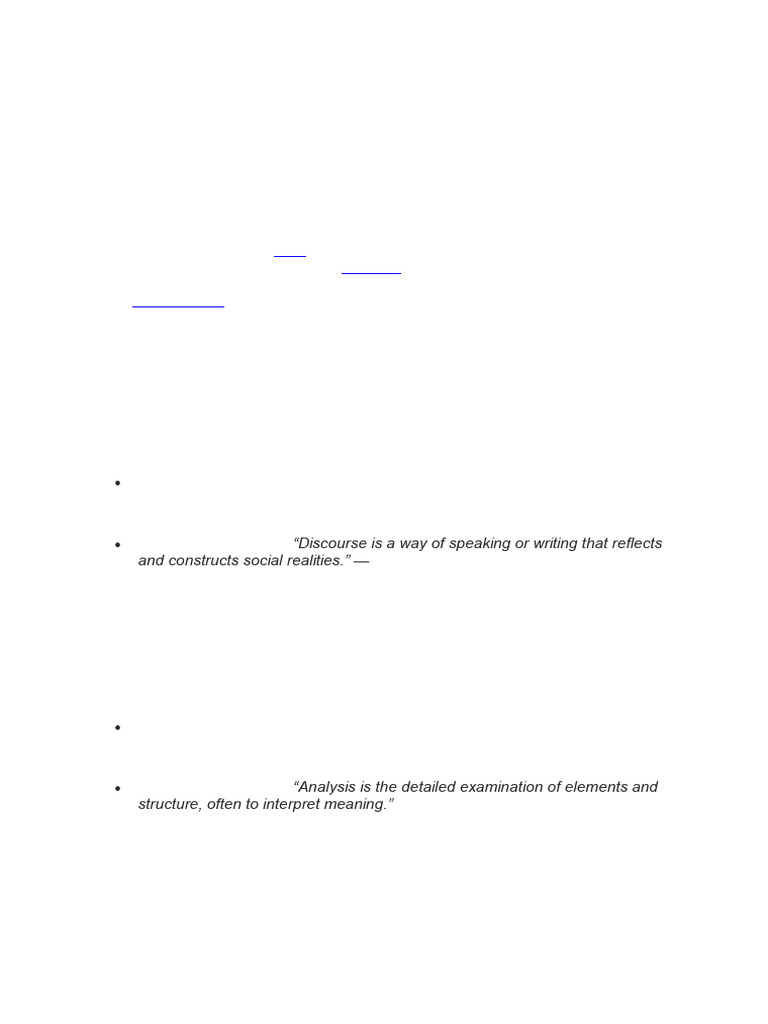 Week One Introduction To Discourse Analysis Pdf Discourse Semantics