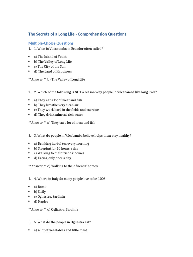 Comprehension_Questions | PDF | Cuisine | Cooking