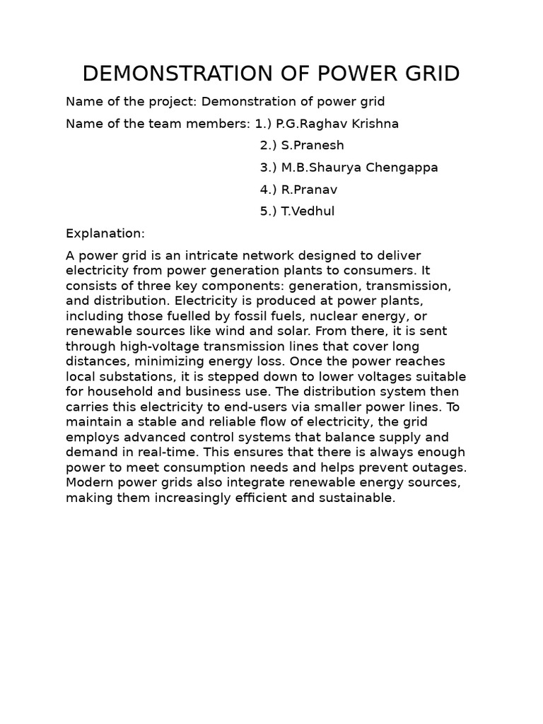 Power Grid Overview and Functionality | PDF