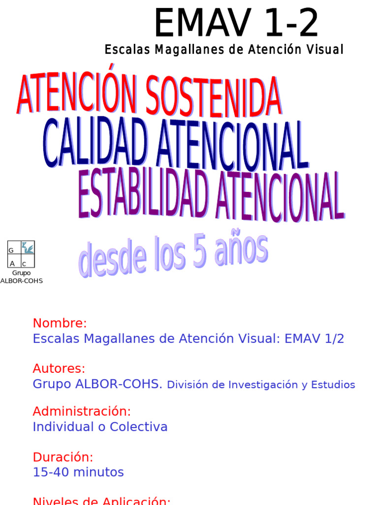 Escalas EMAV: Evaluación de Atención Visual | PDF