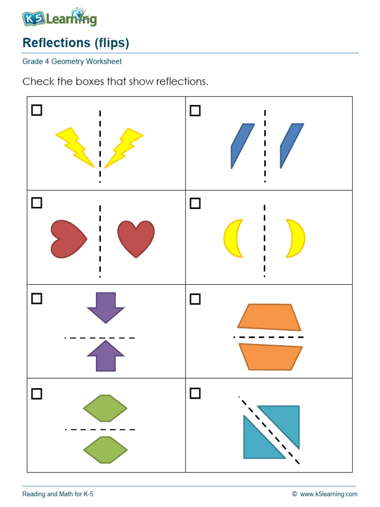 Grade 4 Geometry Reflections A | PDF