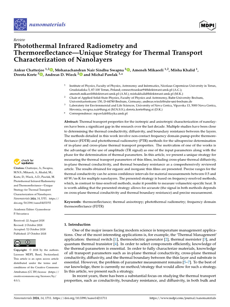 Photothermal Infrared Radiometry and Thermoreflect (1) | PDF | Laser ...