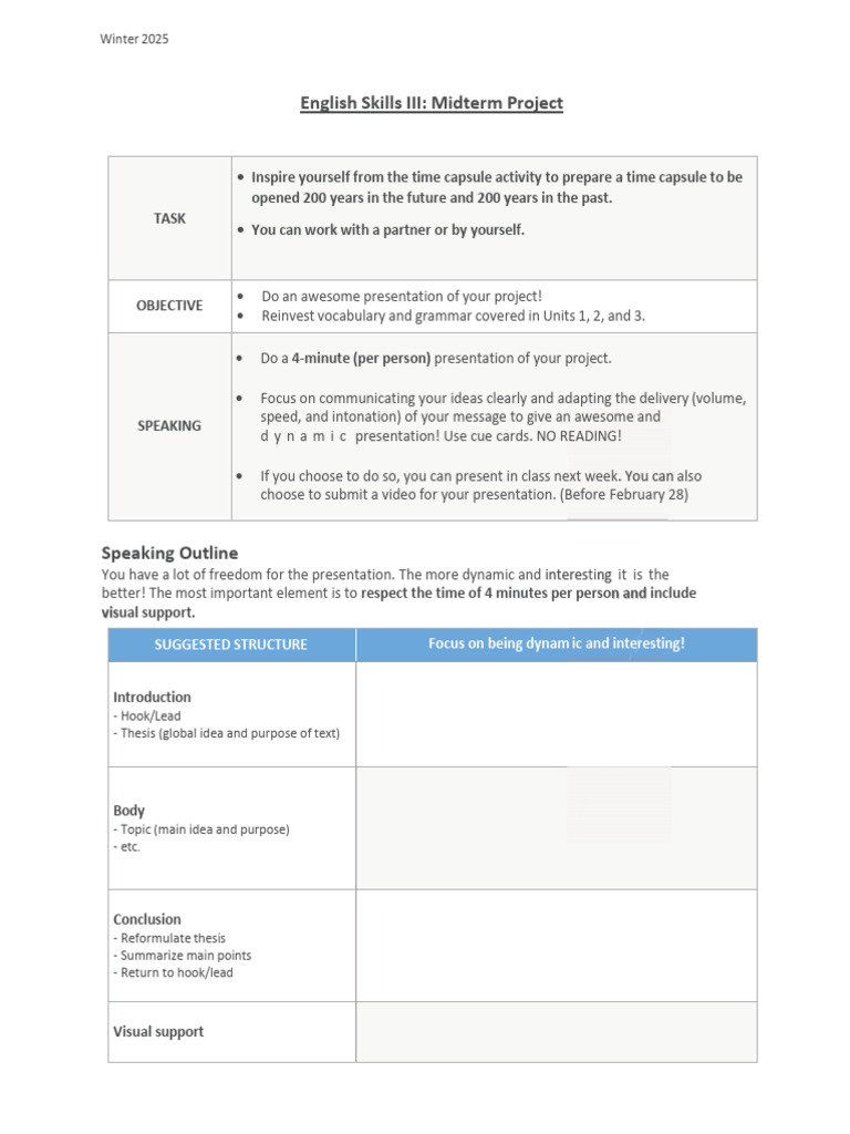 Time Capsule Project Guidelines | PDF | Cognition | Learning