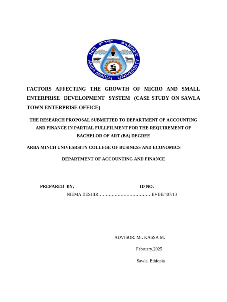 Research Title by Neima Beshir | PDF | Microfinance | Sampling (Statistics)