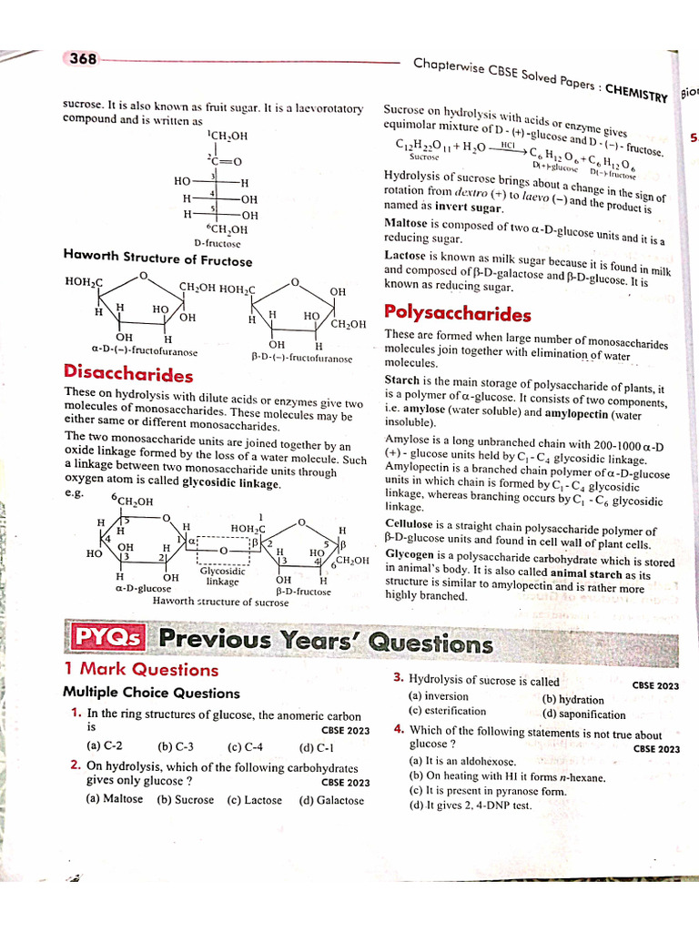 Biomolecules questions.XII | PDF