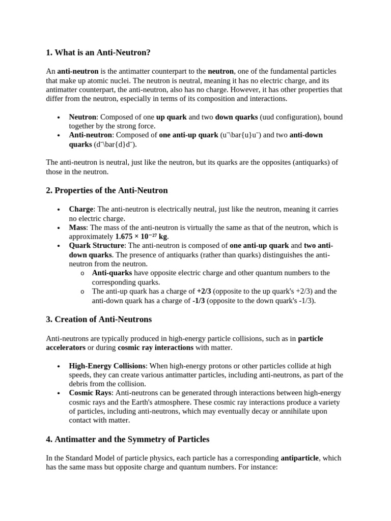Anti Neutron | PDF | Particle Physics | Matter
