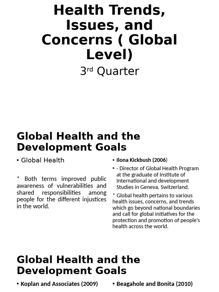 Health Trends Issues and Concerns Health | PDF | Millennium Development ...