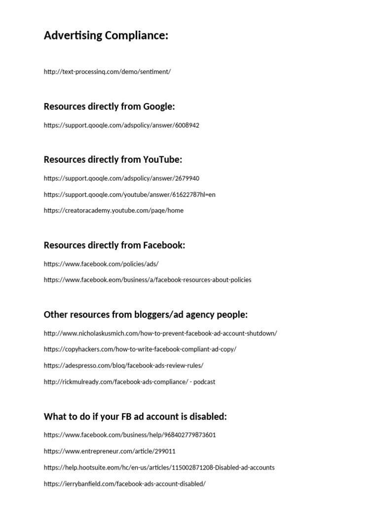 Facebook Ad Compliance Resources | PDF