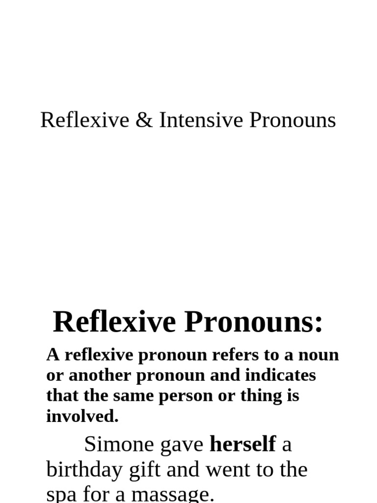 Reflexive & Intensive Pronouns | PDF