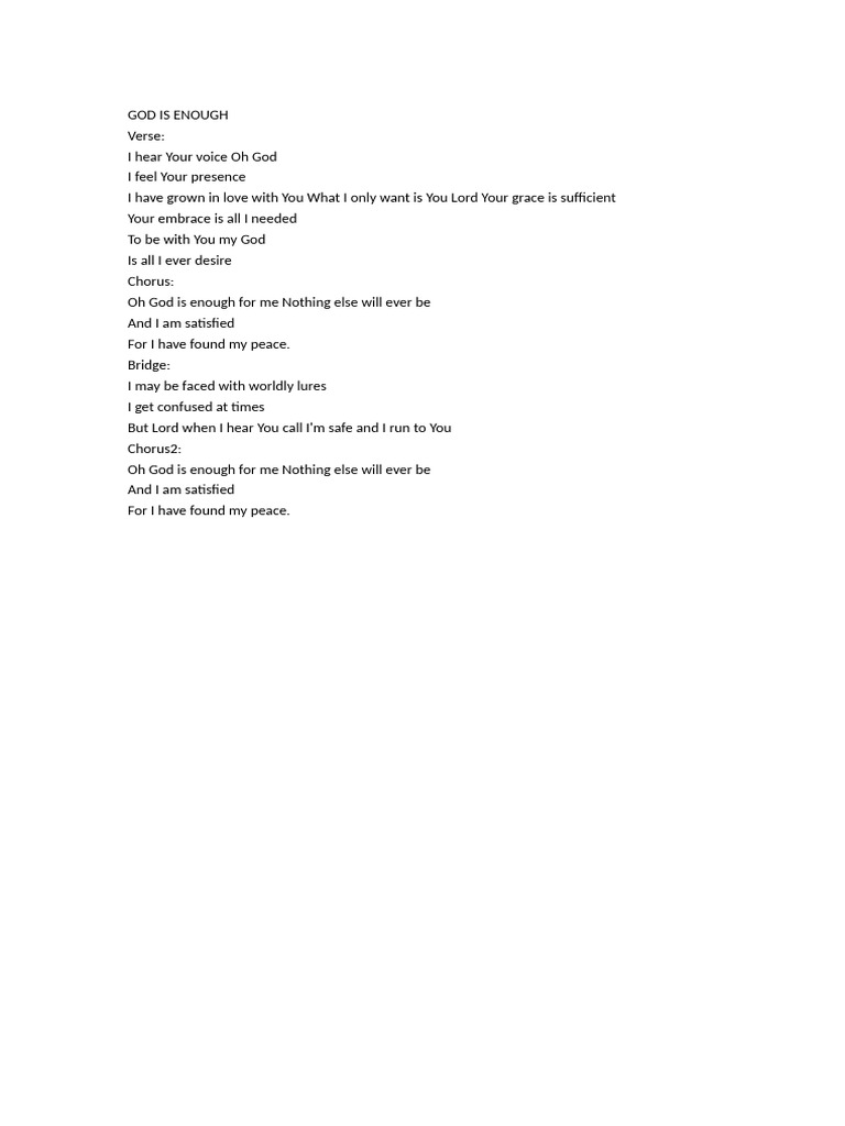 God Is Enough: Worship Lyrics | PDF