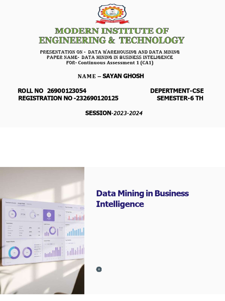 Sayan Ghosh 26900123054 Cse Data Mining 6th Sem | PDF | Cluster Analysis | Statistical ...