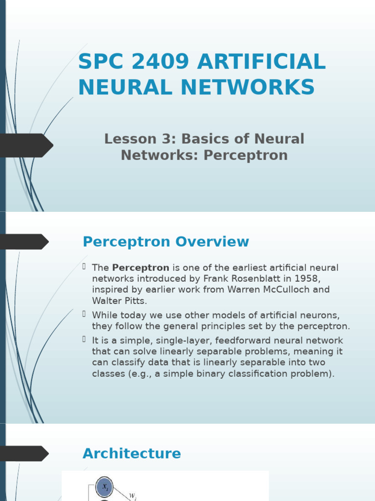 Lesson 3 Basics of Neural Networks - Perceptron | PDF | Theoretical Computer Science ...