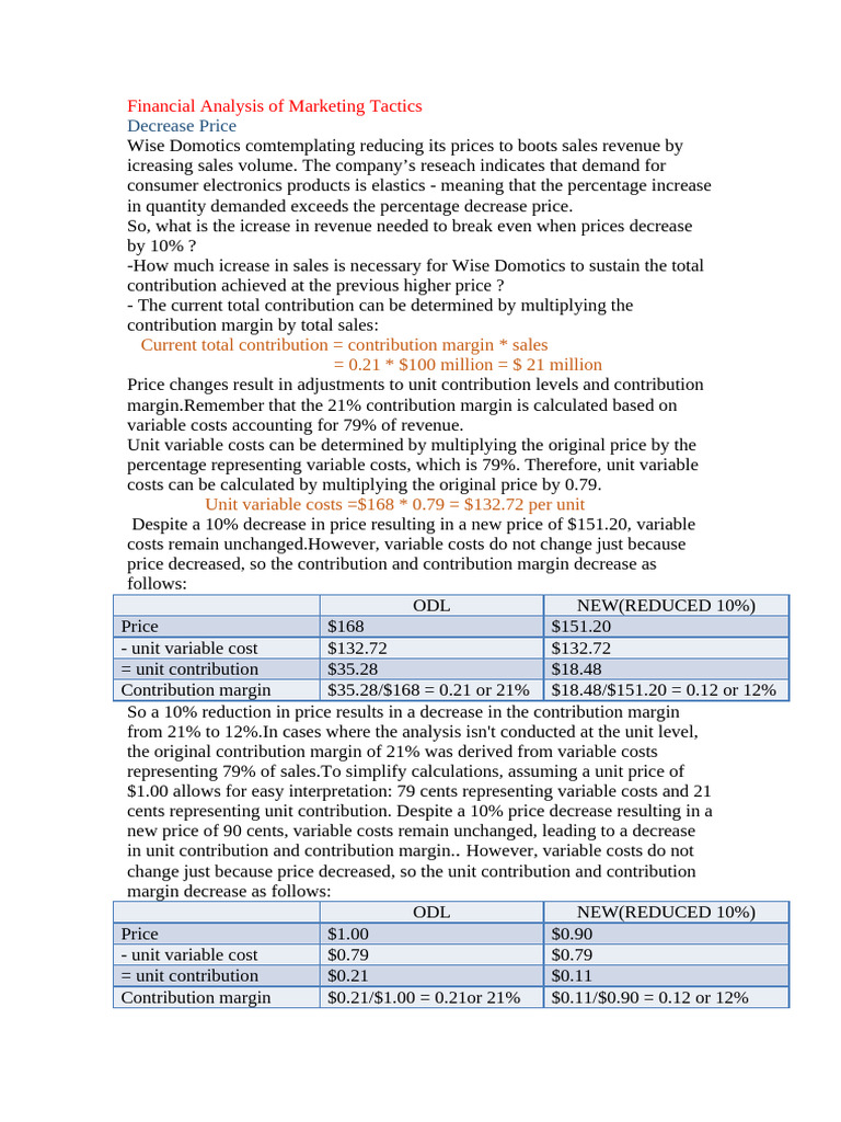 Financial Analysis of Marketing Tactics | PDF | Business | Financial ...