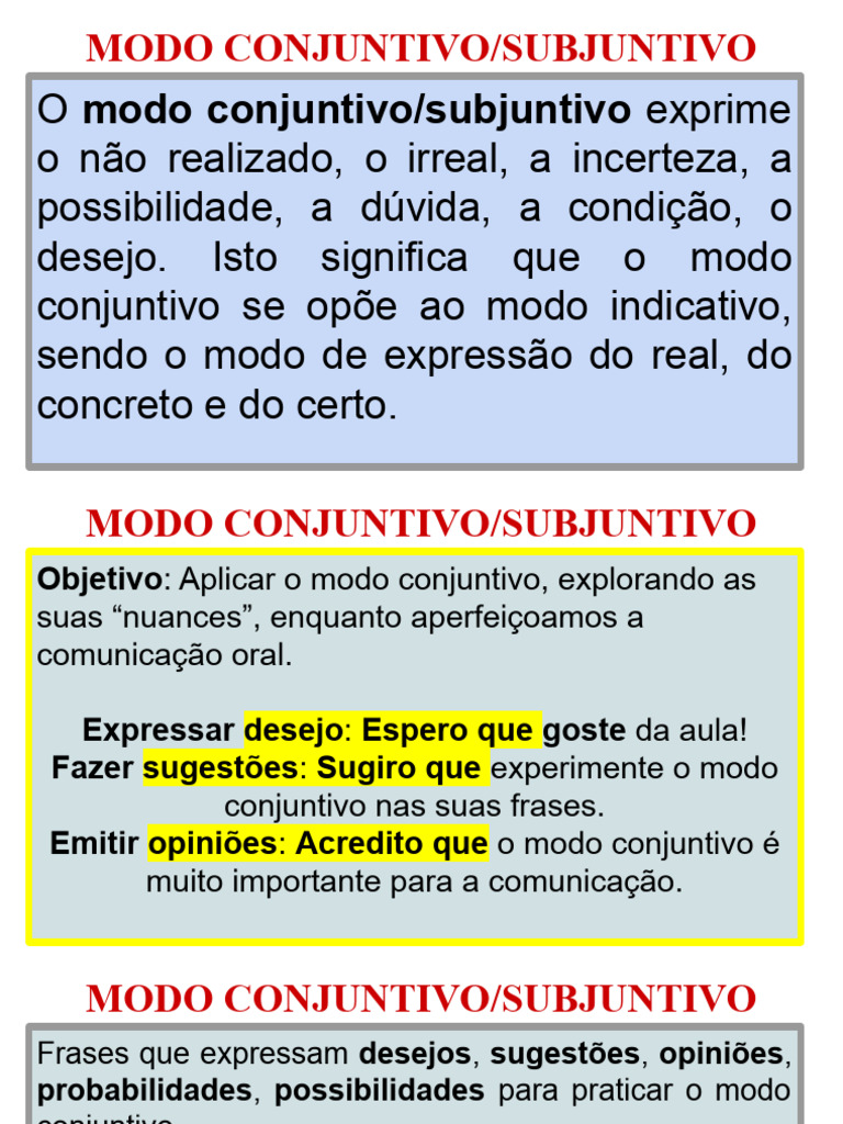 Entendendo o Modo Conjuntivo/Subjuntivo | PDF | Incerteza