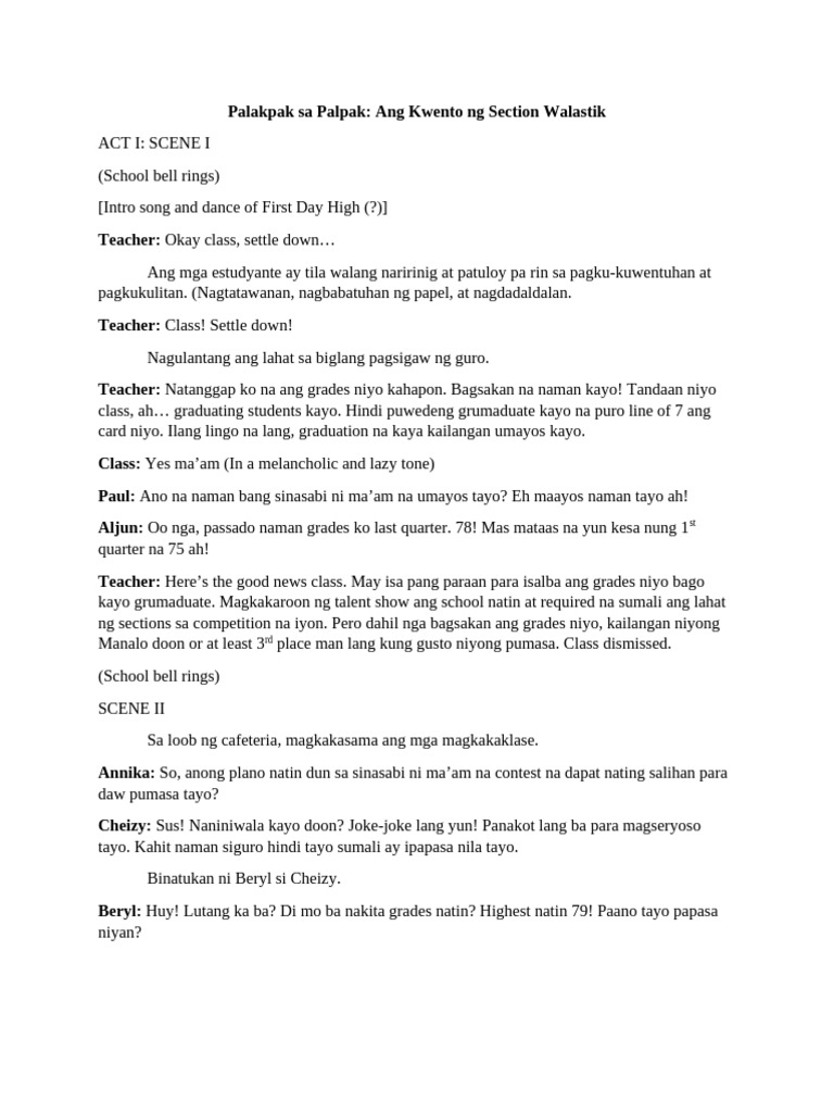 Palakpak Sa Palpak - Theater Script | PDF