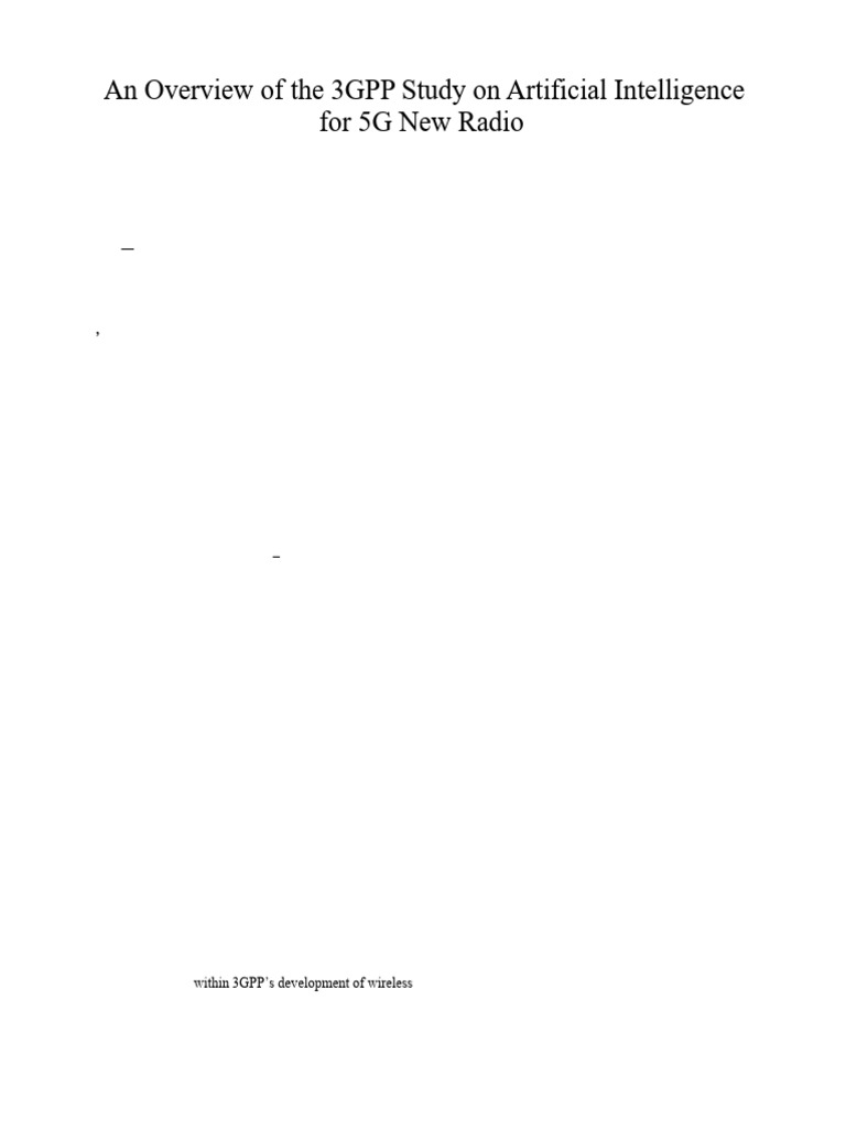 3GPP AI/ML Study for 5G NR Air Interface | PDF | Artificial ...