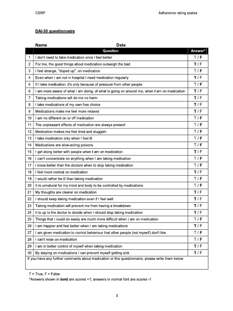 1 - Drug Attitude Inventory | PDF
