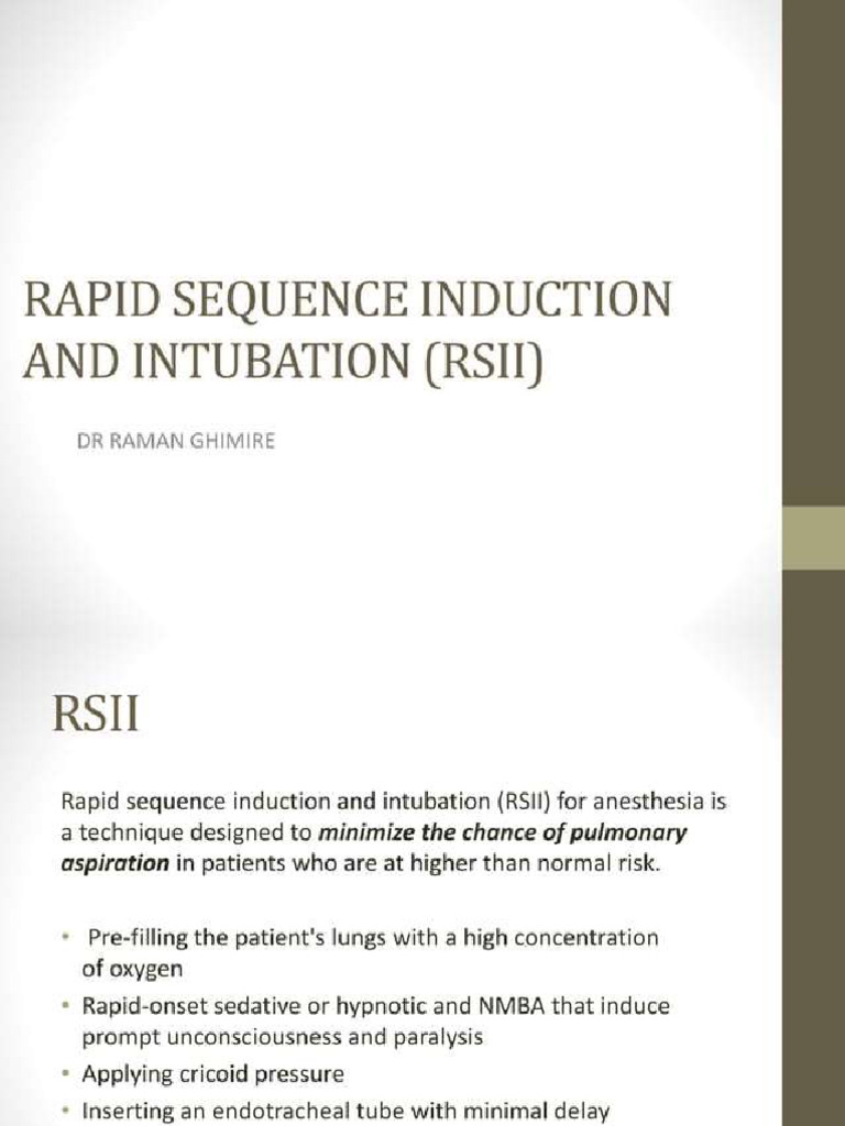 Rapid Sequence Intubation | PDF