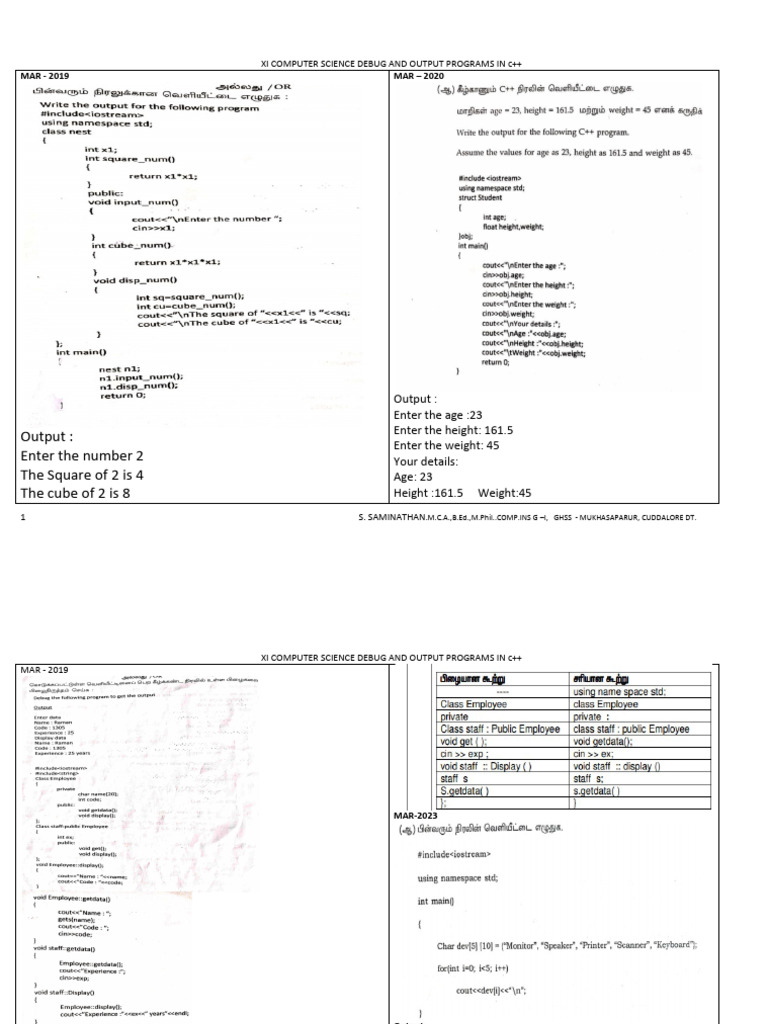Xi Cs Output & Error Corretion 2024-2025 Ss | PDF | Computer Programming | Computing