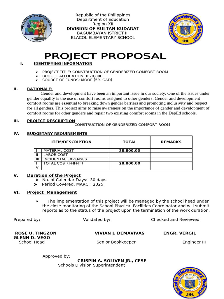 Genderized Comfort Room Project Plan | PDF | Gender | Gender Studies