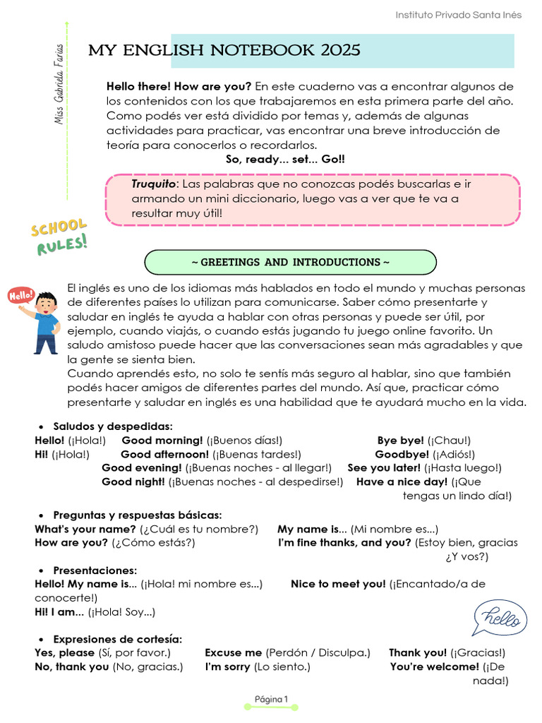 My English Notebook 2025 - IPSI_073013 | PDF | Verbo | Plural