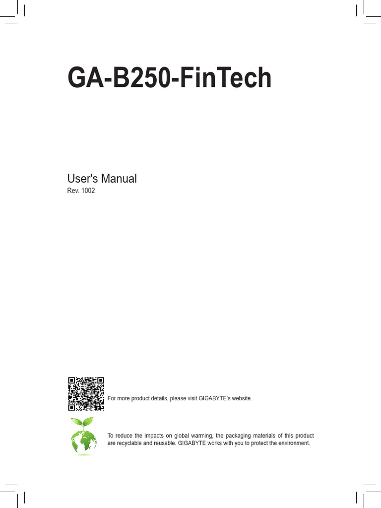 MB Manual Ga-b250-Fintech 1002 0329 e | PDF | Usb | Bios