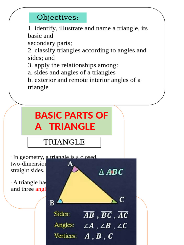 Triangle Basics: Parts and Classifications | PDF | Triangle | Elementary Mathematics