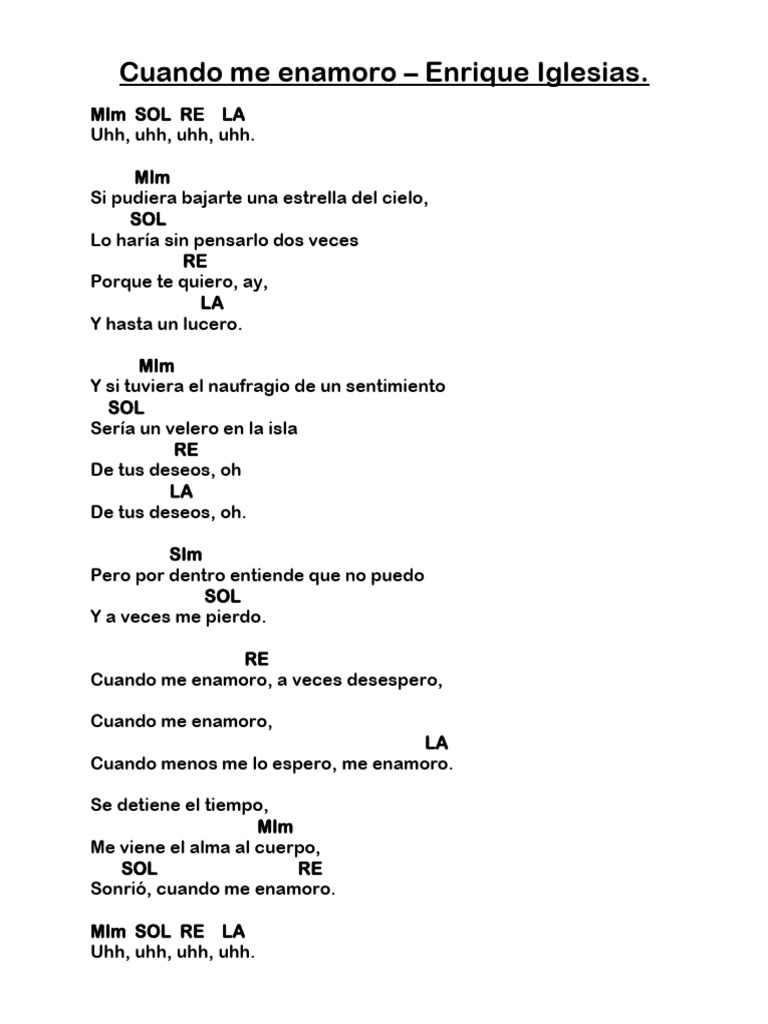 Cuando Me Enamoro - Enrique Iglesias y Juan Luis Guerra | PDF