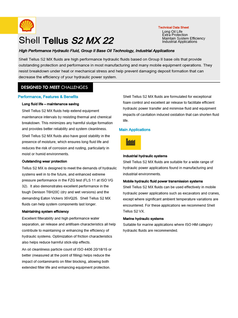 TDS_Shell Tellus S2 MX 22_EN | PDF | Mechanical Engineering | Materials
