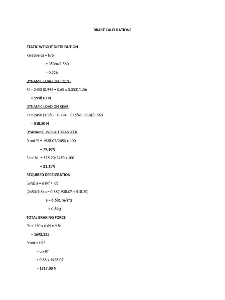 Brake Calculations | PDF