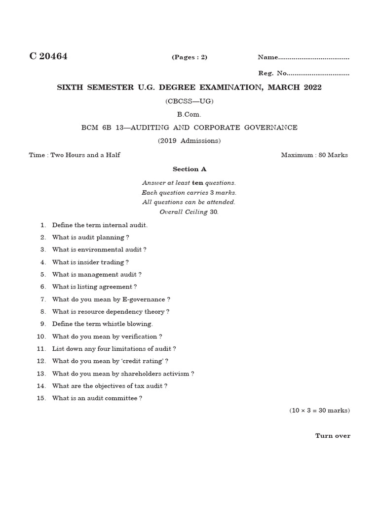2022 BCM 6b 13 - 20464 - Auditing and Corporate Governance | PDF ...