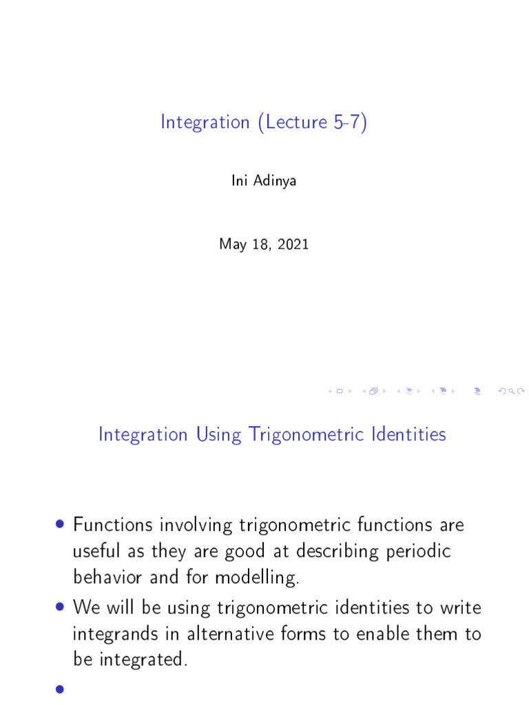 Half-Angle Identities in Integration | PDF | Trigonometric Functions ...