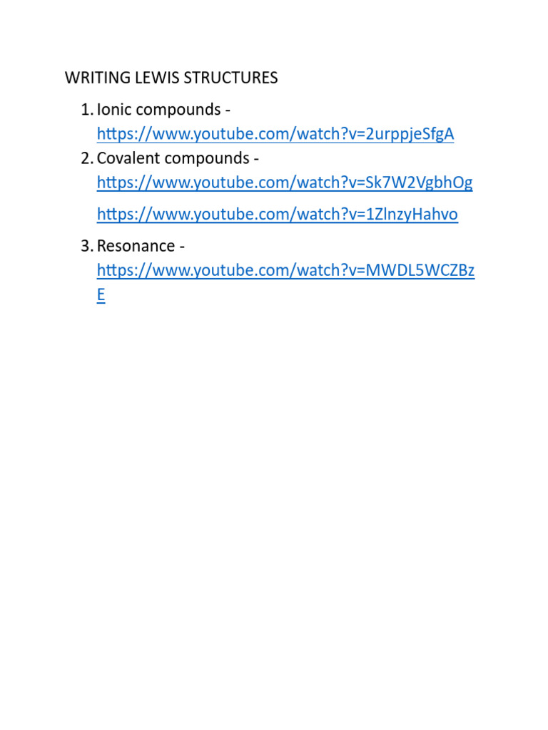 Writing Lewis Structures | PDF