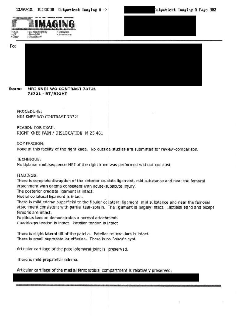 Knee+Injury+Report Redacted | PDF