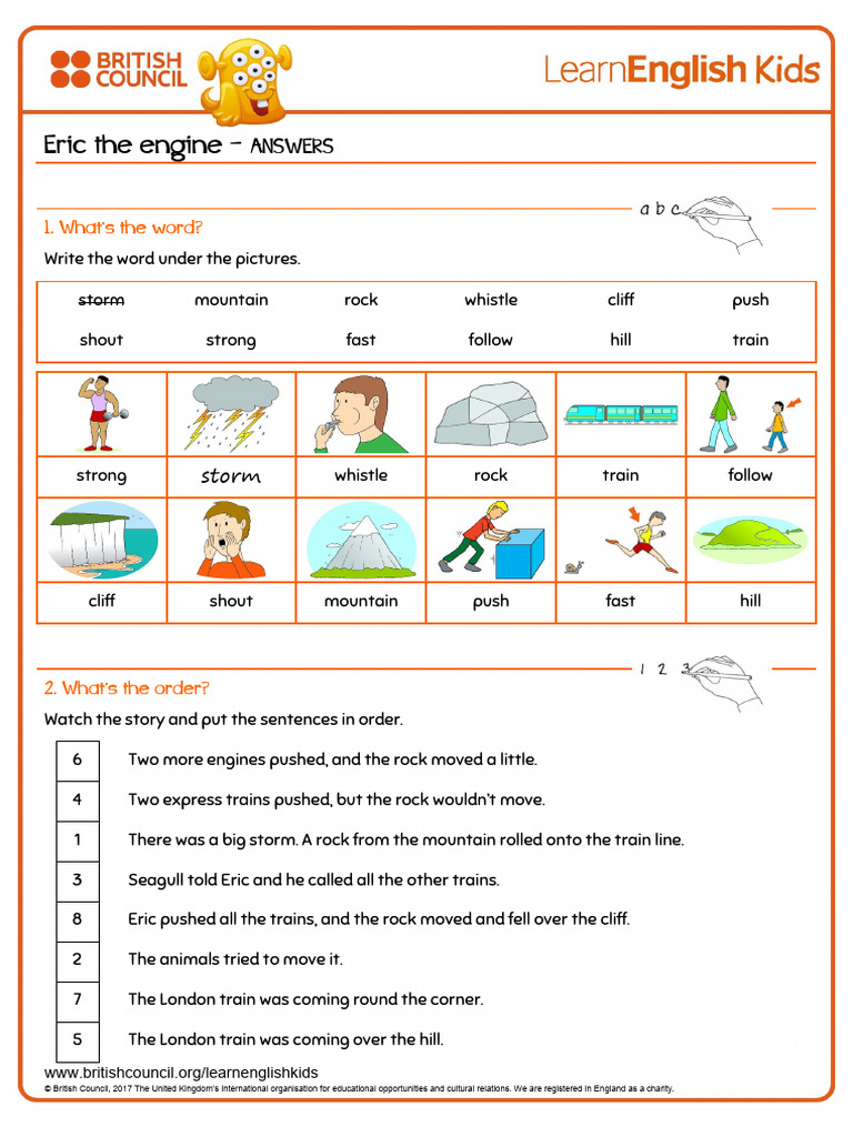 Eric the Engine Activity Answers | PDF
