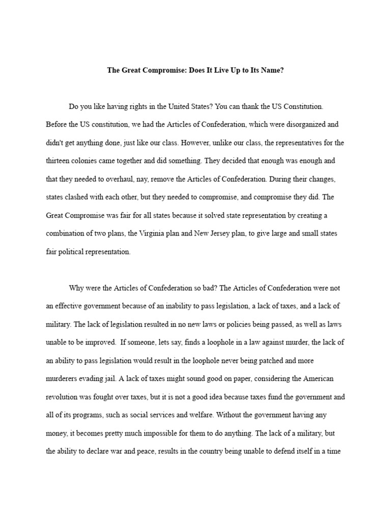 Articles of Confederation Essay | PDF | Government | The United States