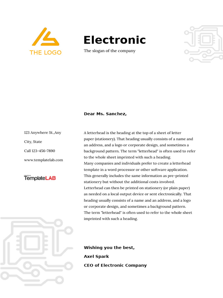 Electronic Letterhead Template | PDF