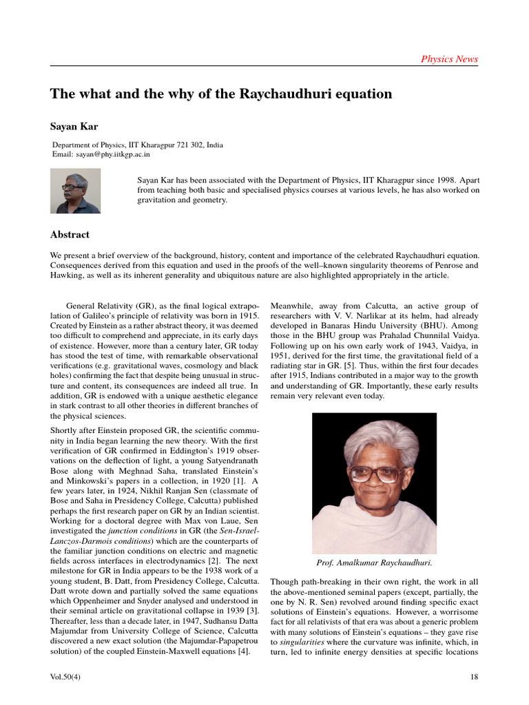 Understanding the Raychaudhuri Equation | PDF | General Relativity ...