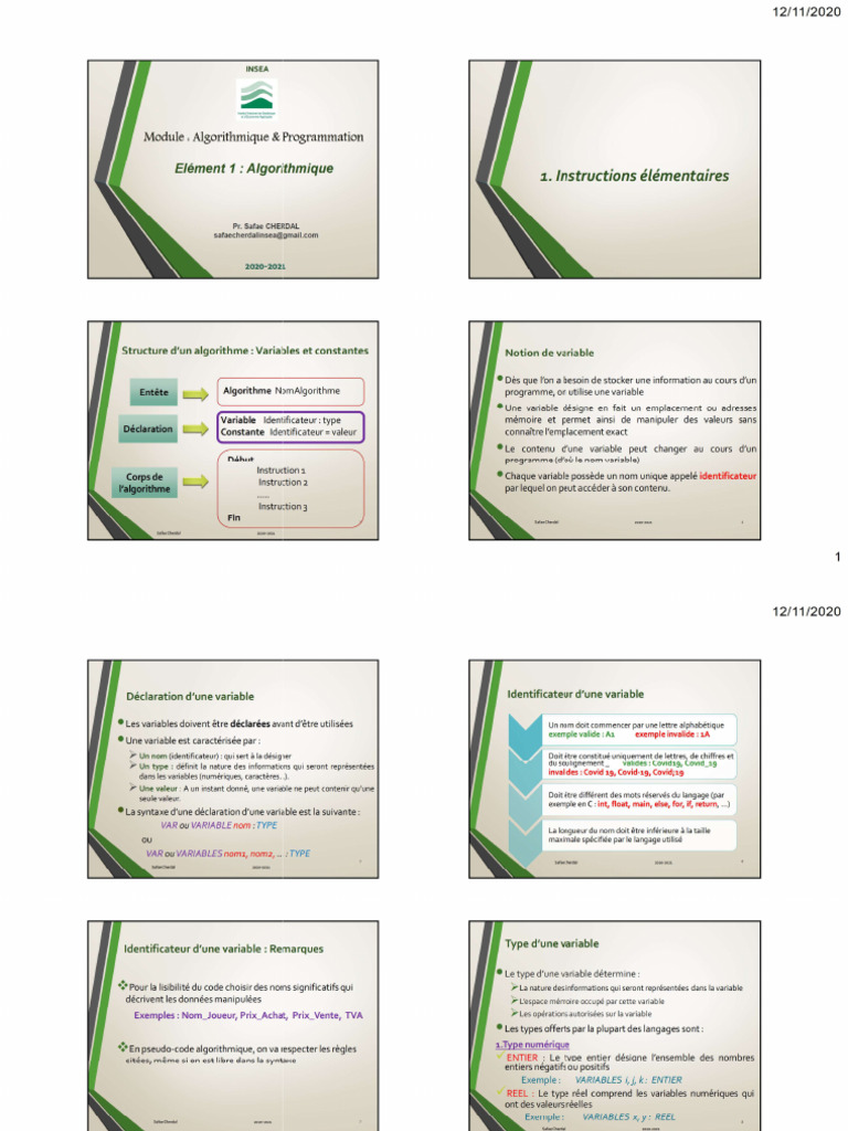 Algorithmique-Cherdal Chapitre1 | PDF