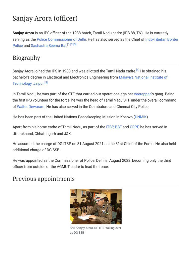 Sanjay Arora (Officer) - Wikipedia | PDF | Government Of India
