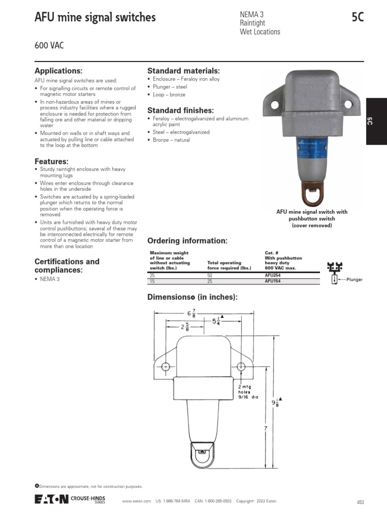 Crouse Hinds Afu Mine Signal Switch Catalog Page | PDF | Switch ...