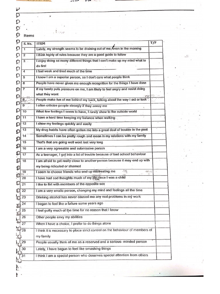MCMI Scoring Sheet | PDF