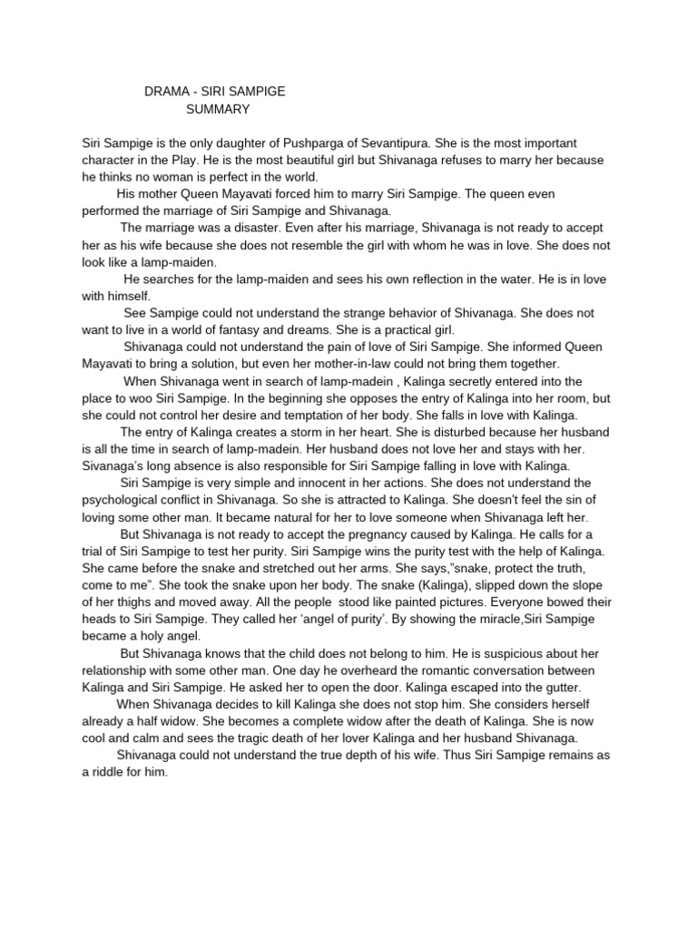 Siri Sampige: A Tragic Love Story | PDF