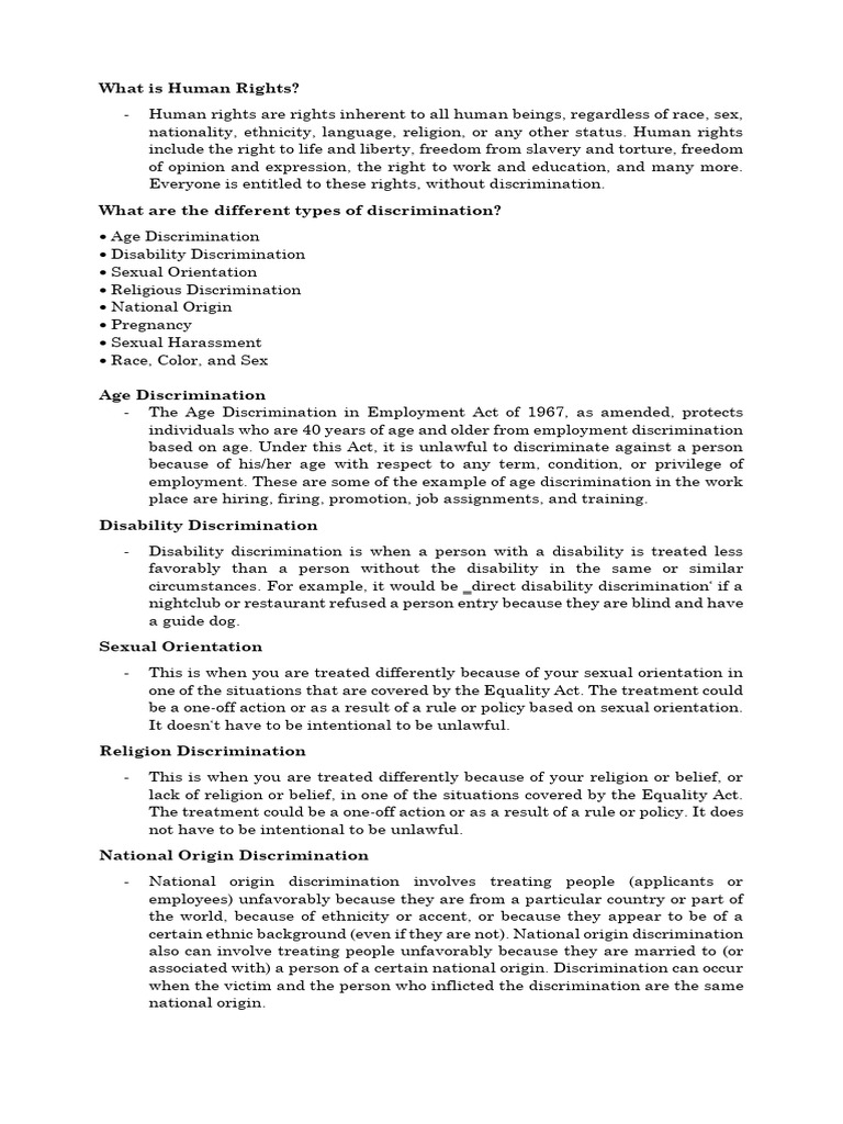 Module - Declaration of Human Rights | PDF | Discrimination | Sexual Harassment