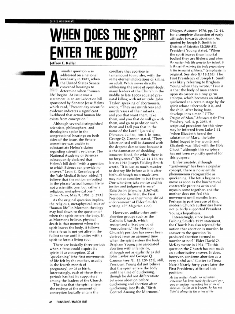 When Does The Spirit Enter The Body | PDF | Abortion | Pregnancy