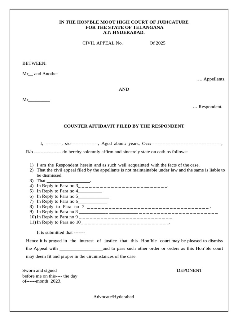Counter Affidavit in Appeal 2025 | PDF | Affidavit | Legal Procedure