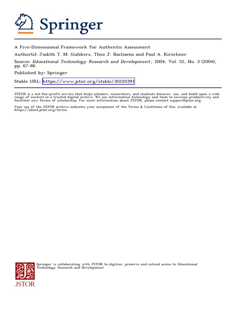 Guilikers Et Al. 2004 Five Dimensional Framework For Authentic ...